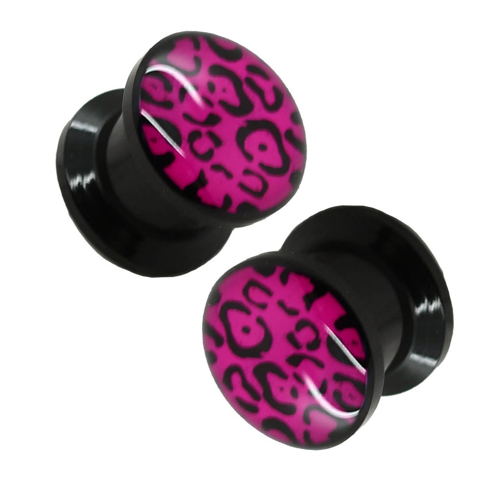 Flesh Tunnel Ear Plug Piercing Gauge Leopard Animal Print Acrylic ...
